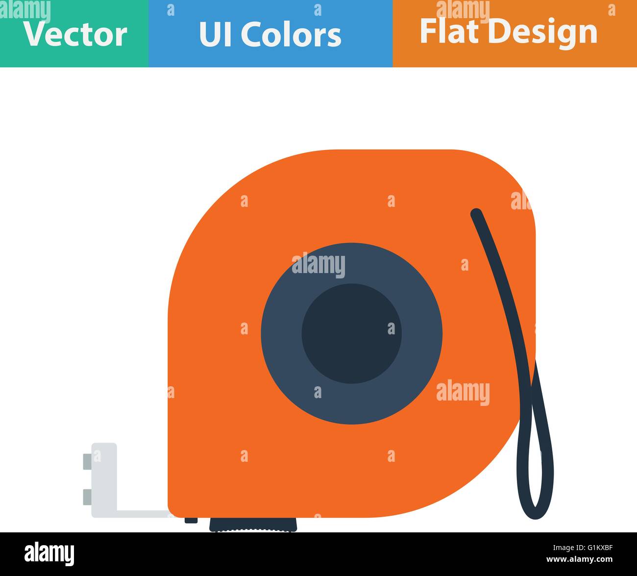 Flat design icon of constriction tape measure in ui colors. Vector ...