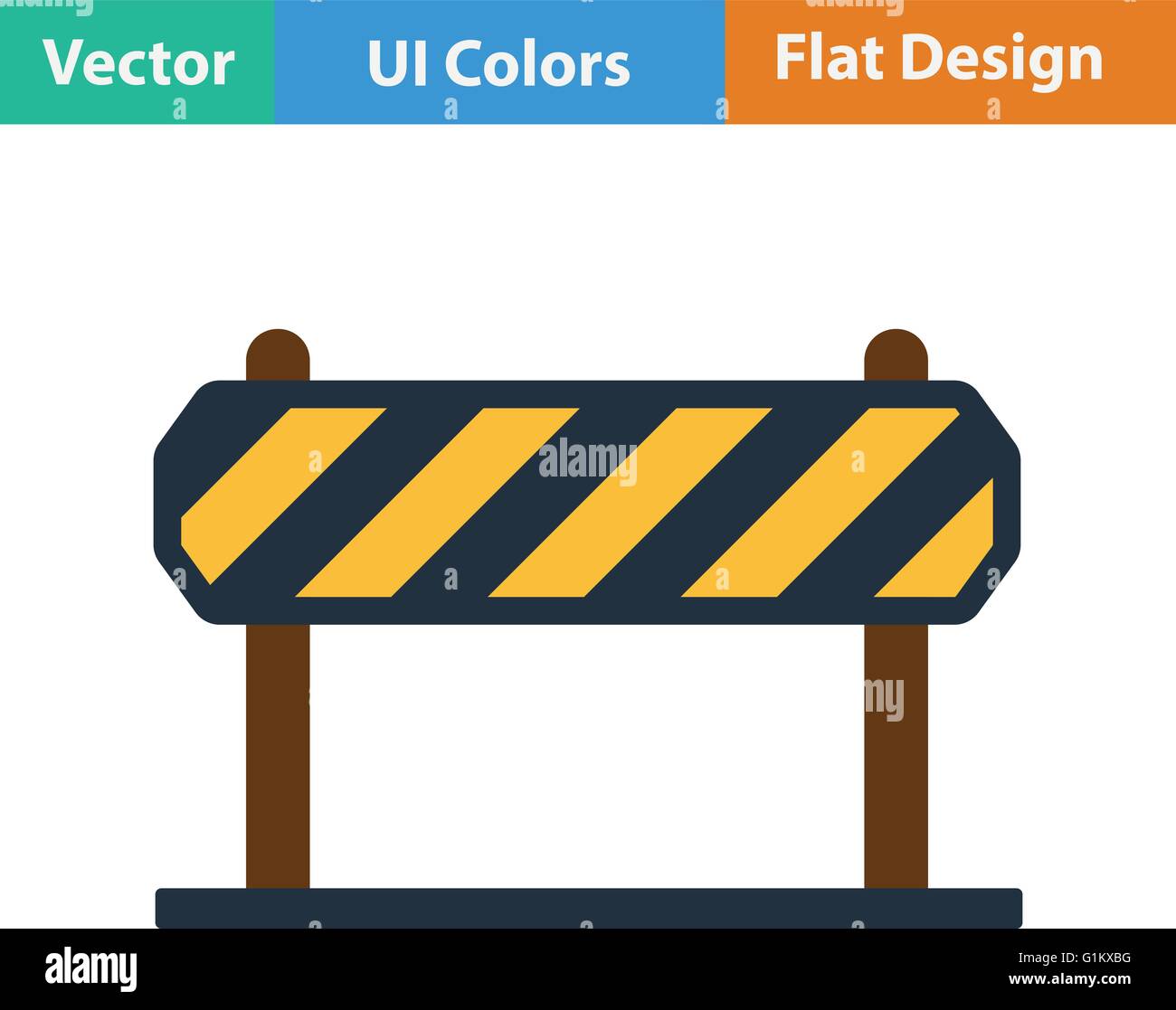 Flat design icon of construction fence in ui colors. Vector ... Flat design icon of construction fence in ui colors. Vector ...