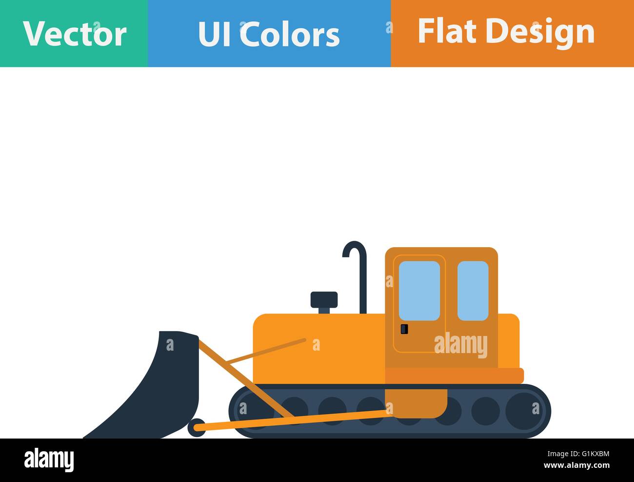 Flat design icon of Construction bulldozer in ui colors. Vector ...