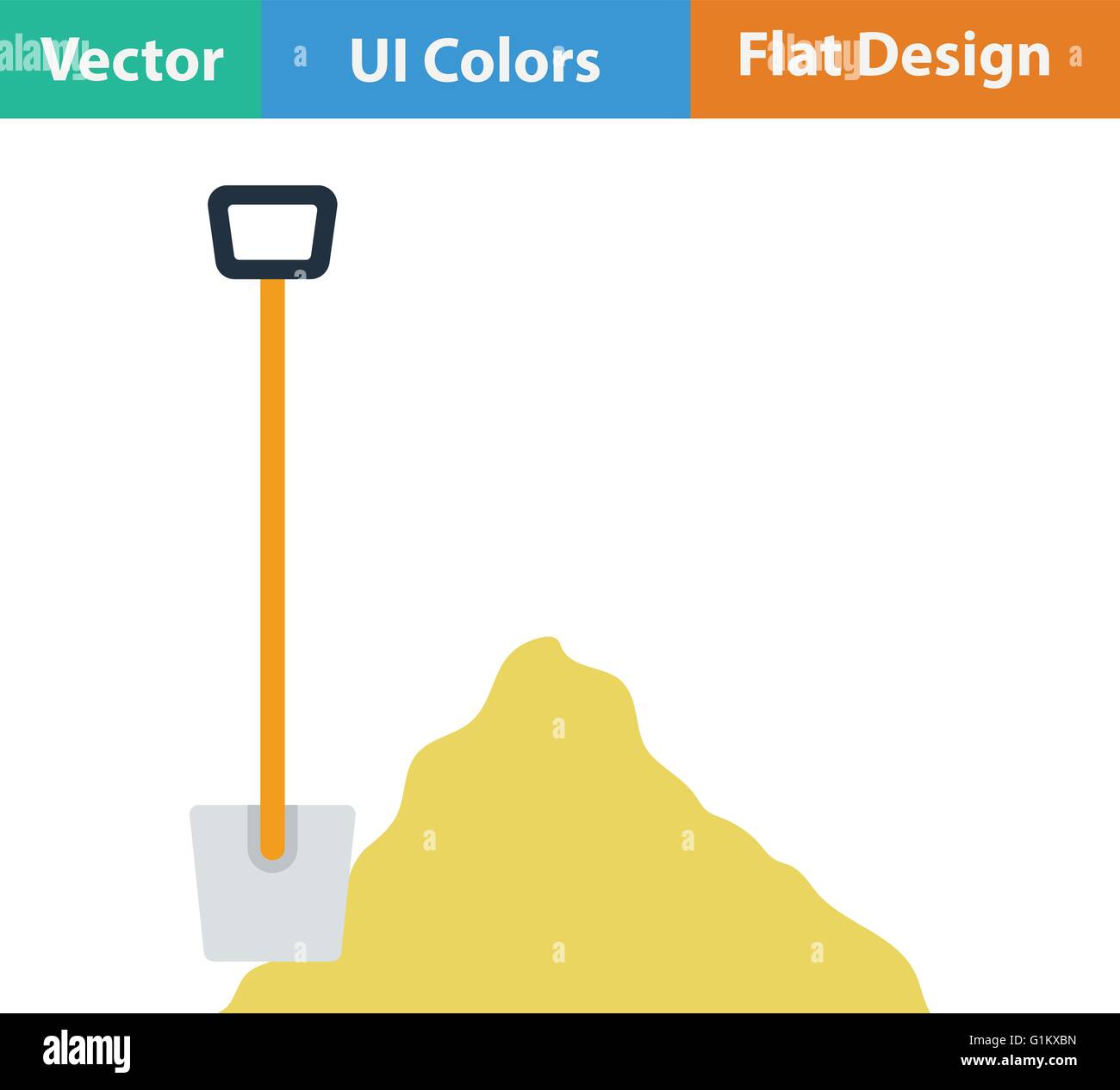 Flat design icon of Construction shovel and sand in ui colors. Vector ...