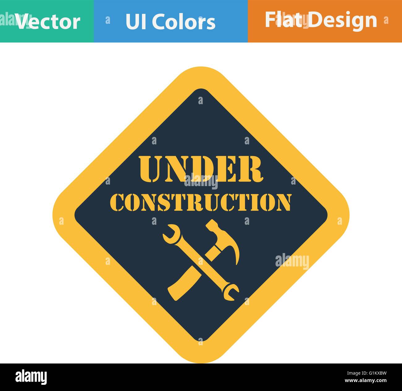 Flat design icon of Under construction in ui colors. Vector ...