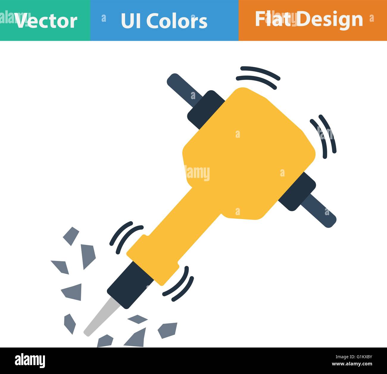 Flat design icon of Construction jackhammer in ui colors. Vector ...