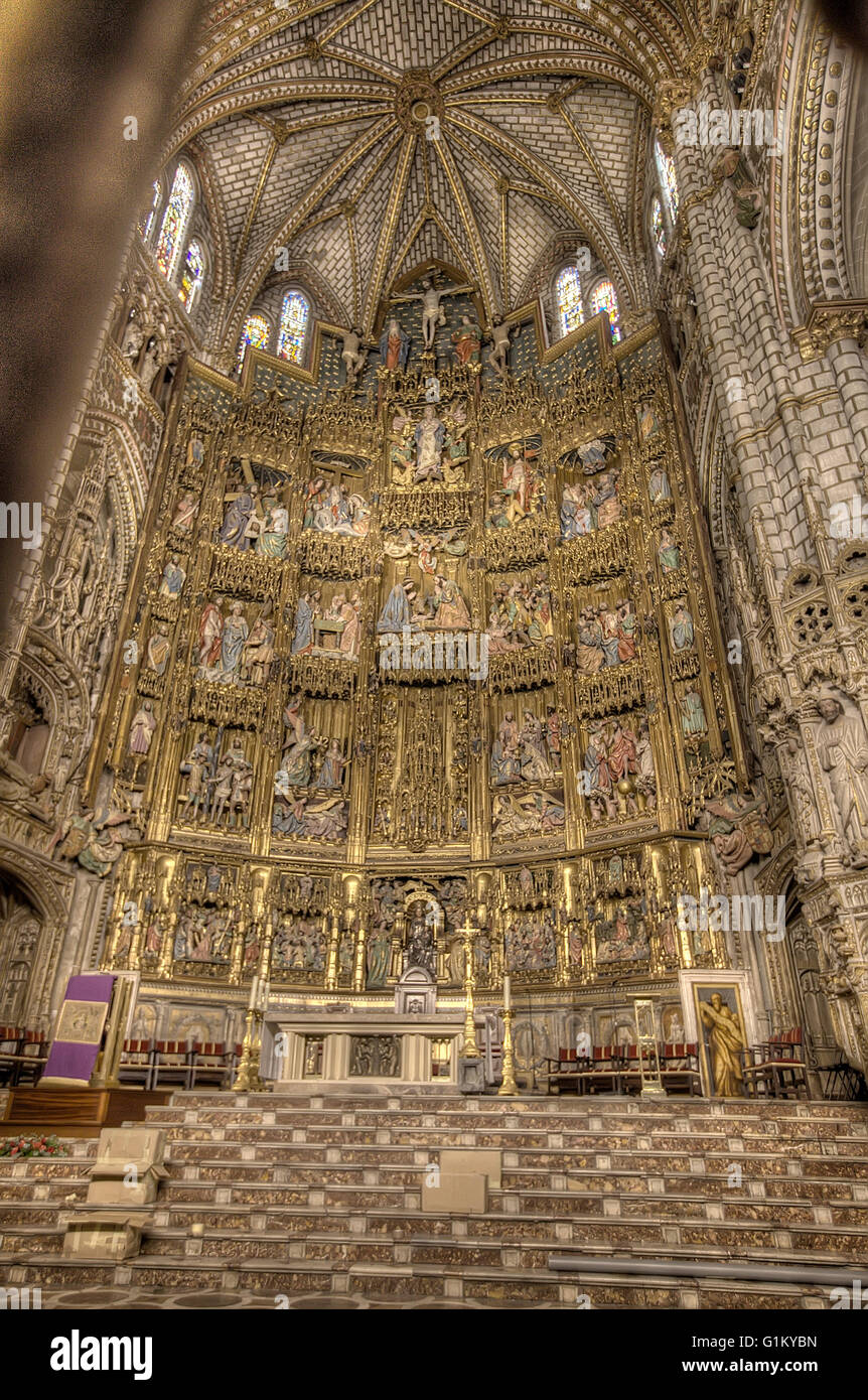 TOLEDO, SPAIN - MARCH 15, 2016: Interior of the Toledo Cathedral. It is ...