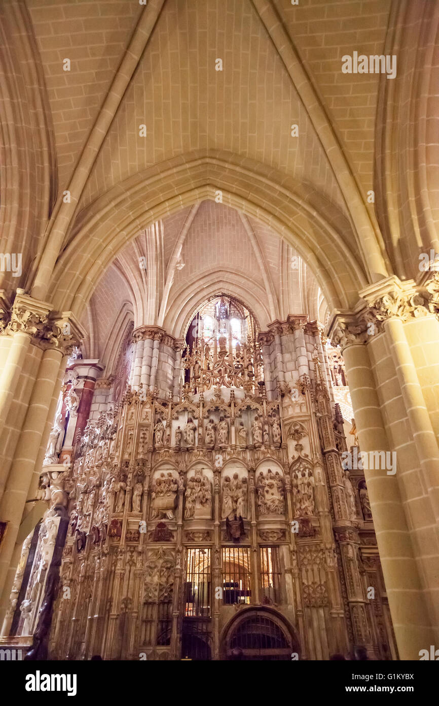 TOLEDO, SPAIN - MARCH 15, 2016: Interior of the Toledo Cathedral. It is ...