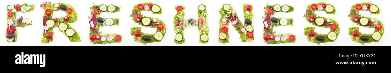 Word freshness made of salad Stock Photo - Alamy