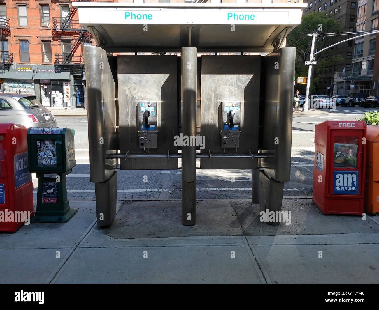 A pay phone kiosk in the Chelsea neighborhood of New York on Sunday ...