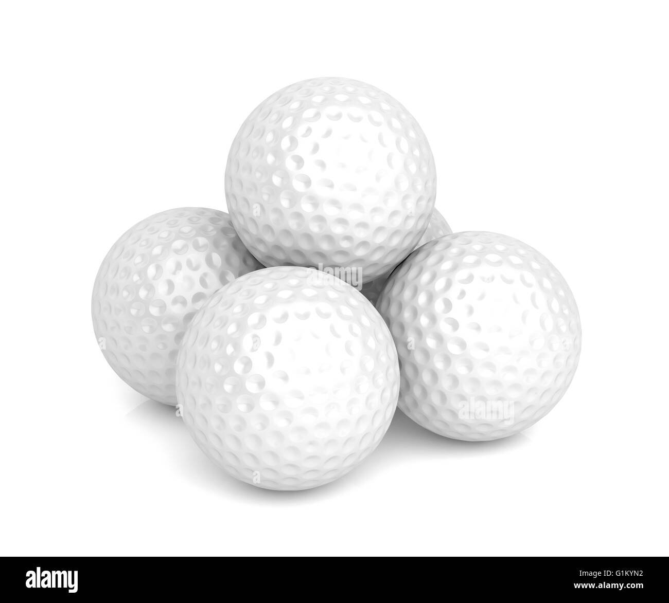 Group of five golf balls on white background Stock Photo - Alamy