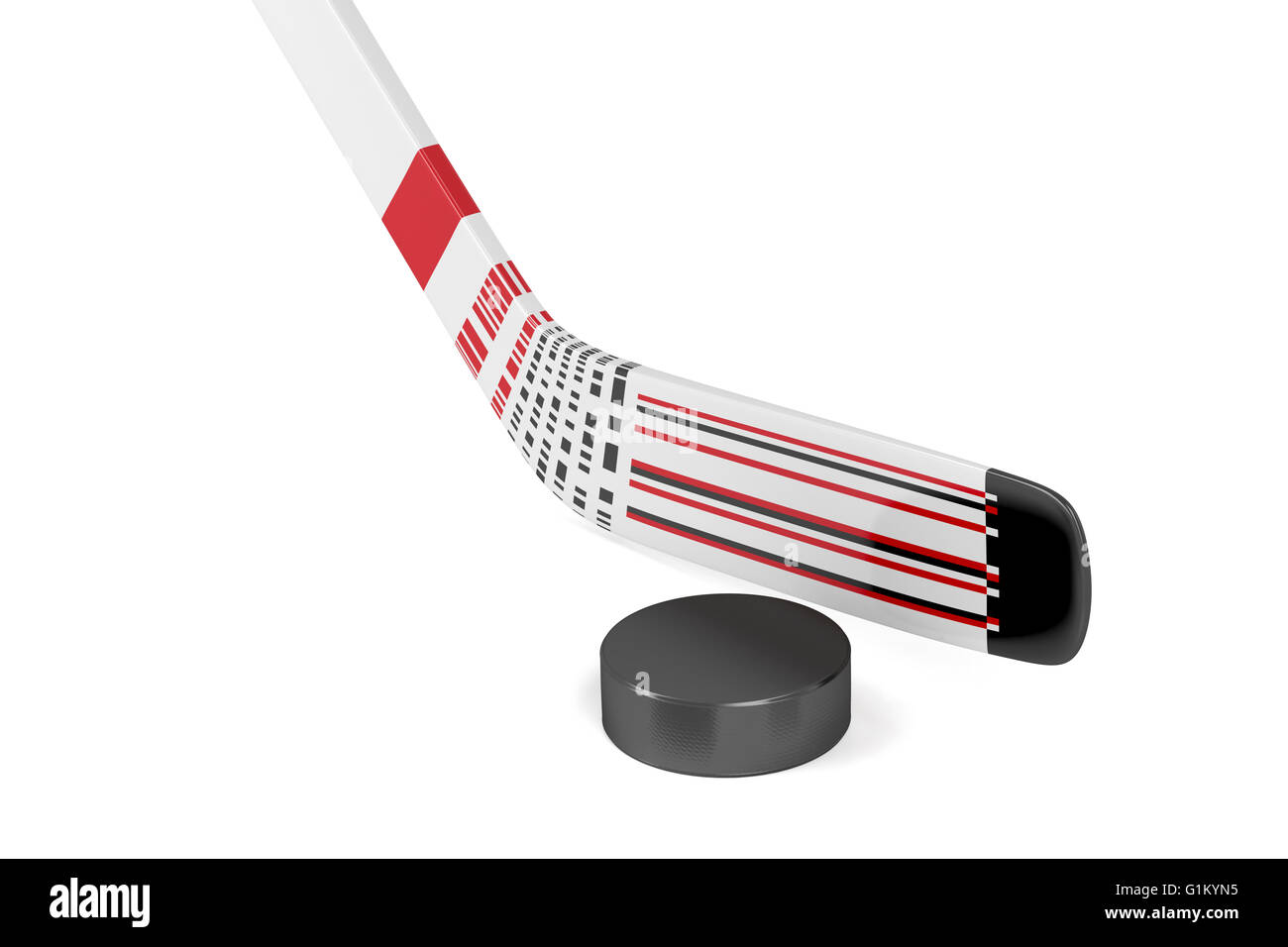 Ice hockey stick and puck on white background Stock Photo - Alamy
