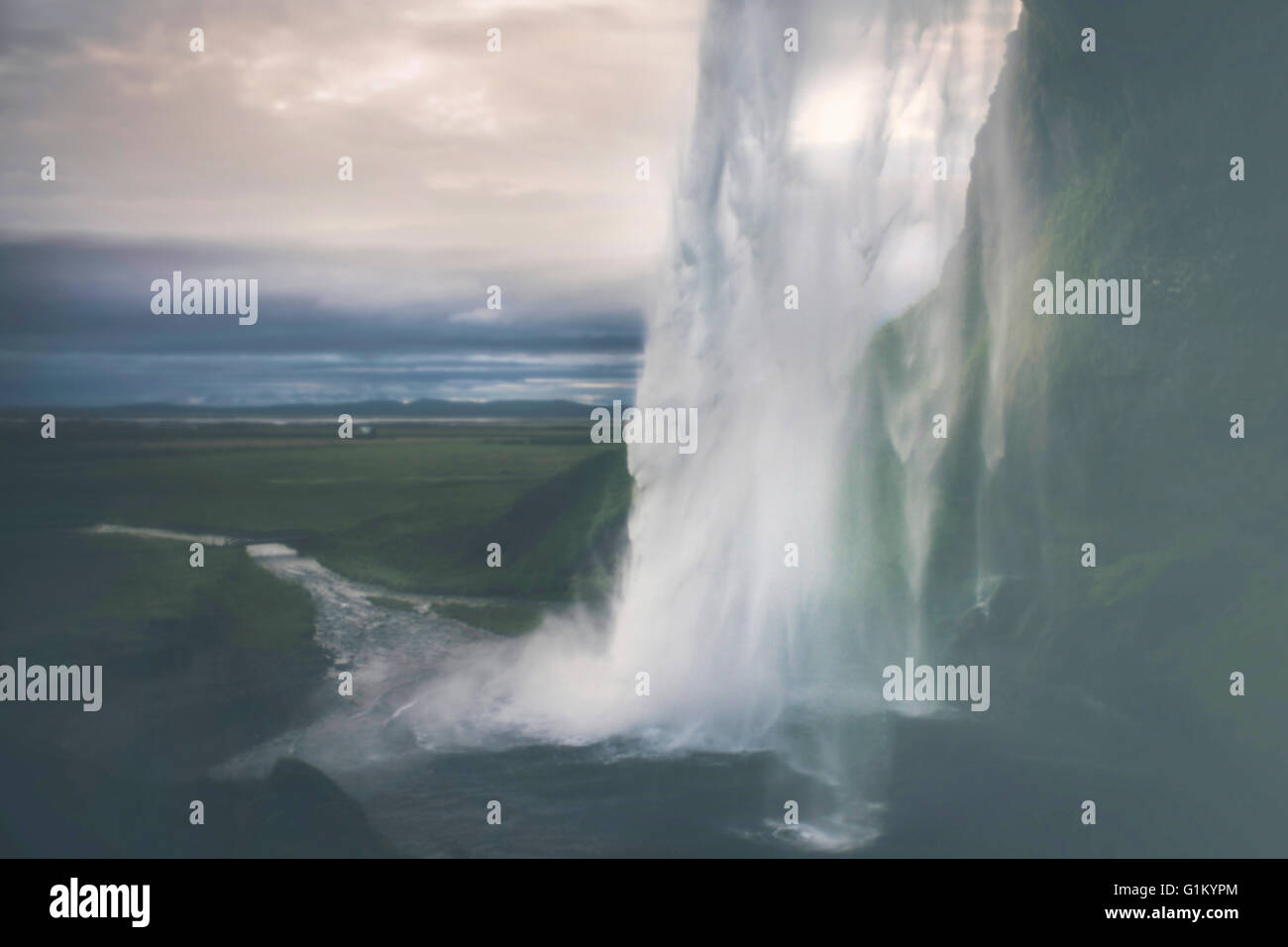 Behind the waterfall Stock Photo - Alamy