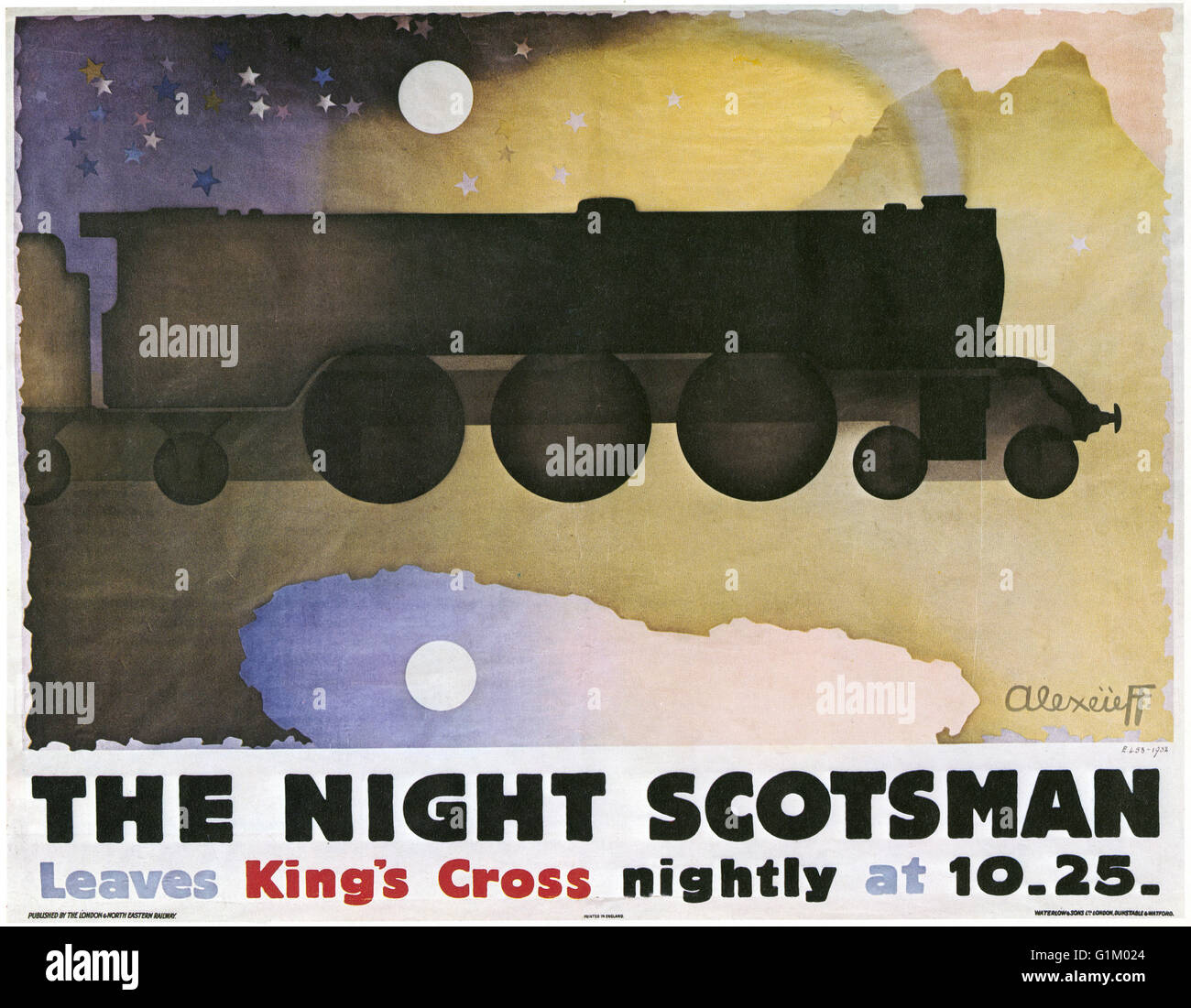 POSTER: TRAIN, 1930. Poster advertising travel aboard the 'Night ...
