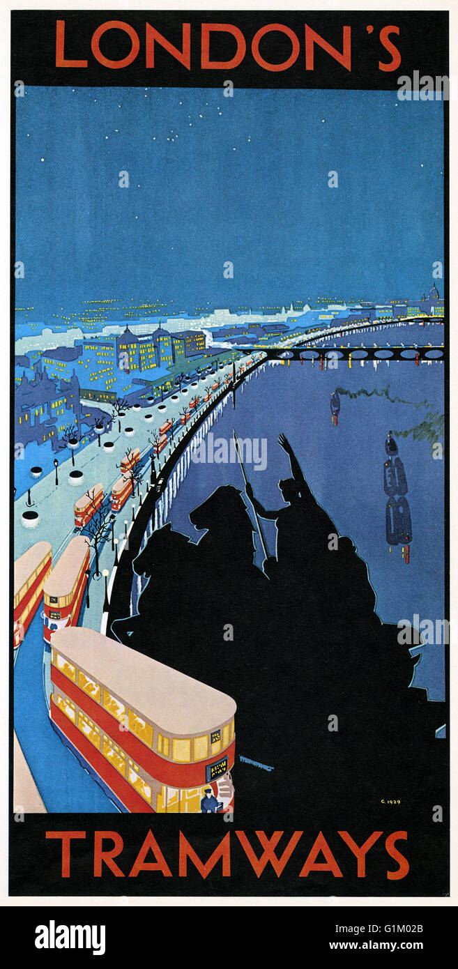 POSTER: LONDON, 1929. Poster advertising the tramways of London ...