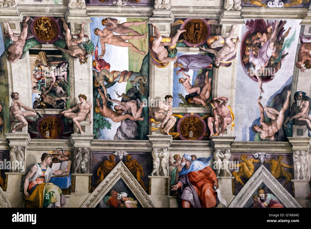 The Sistine Chapel ceiling, painted by Michelangelo. The Creation of ...
