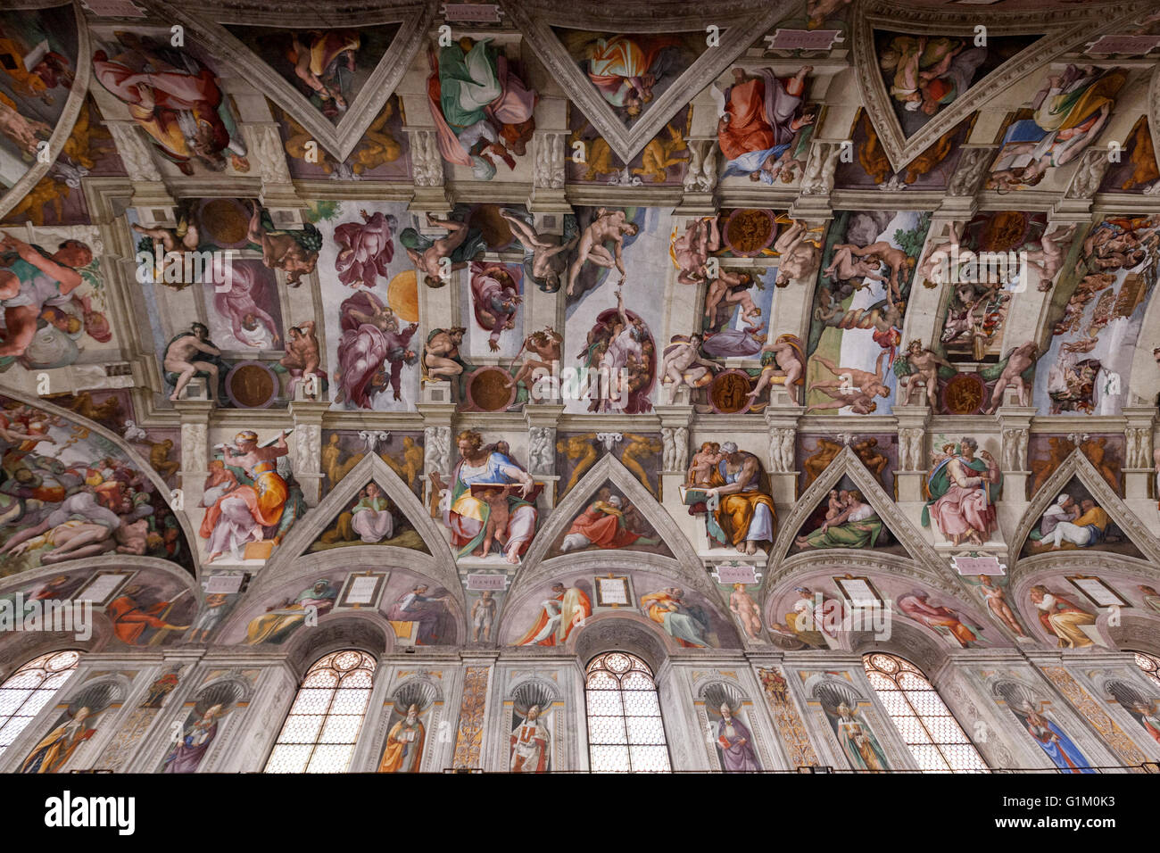 The Sistine Chapel ceiling, painted by Michelangelo. The Creation of ...