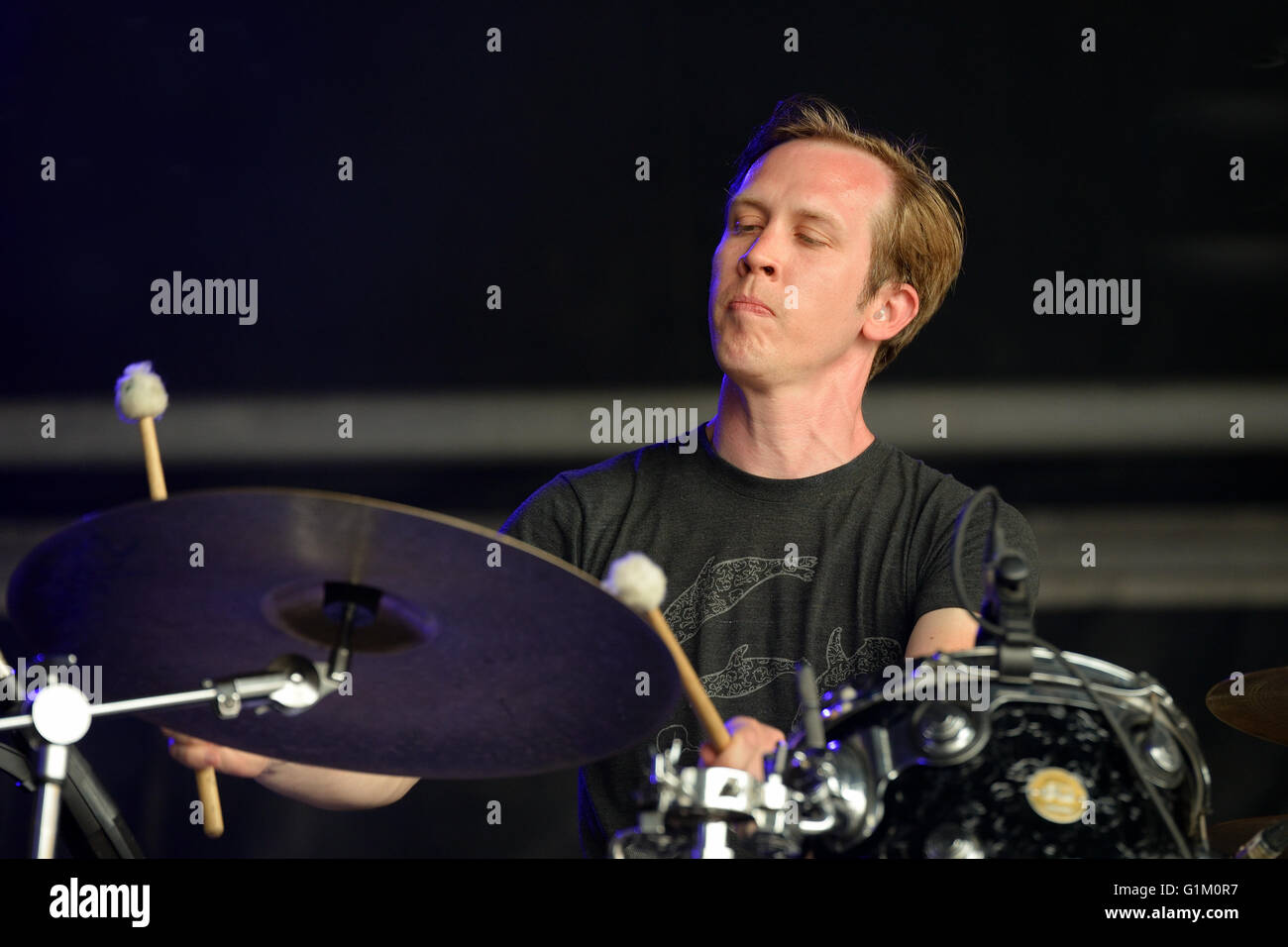BARCELONA - JUN 13: The drummer of Machinedrum (electronic music ...