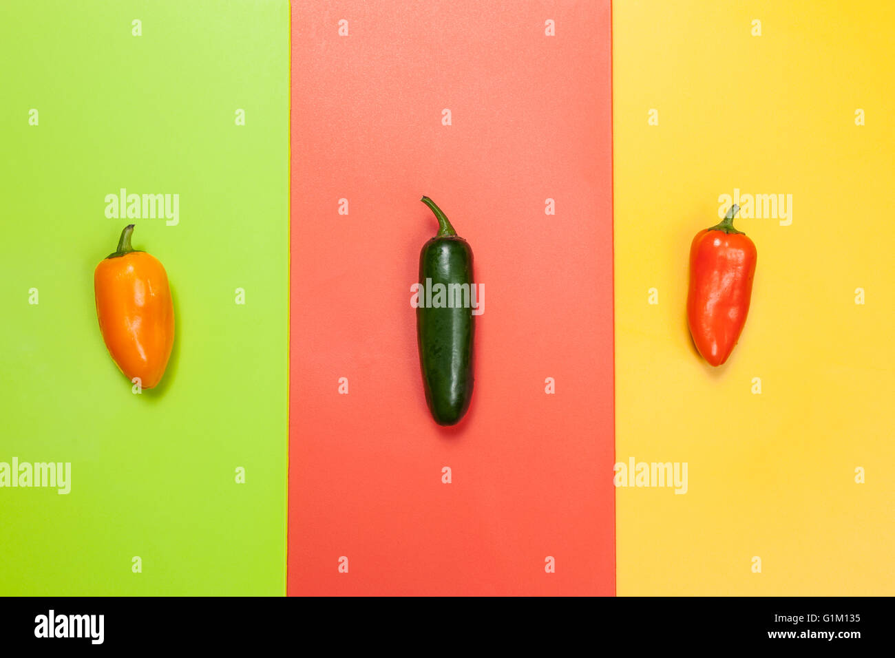Three colored peppers Stock Photo - Alamy