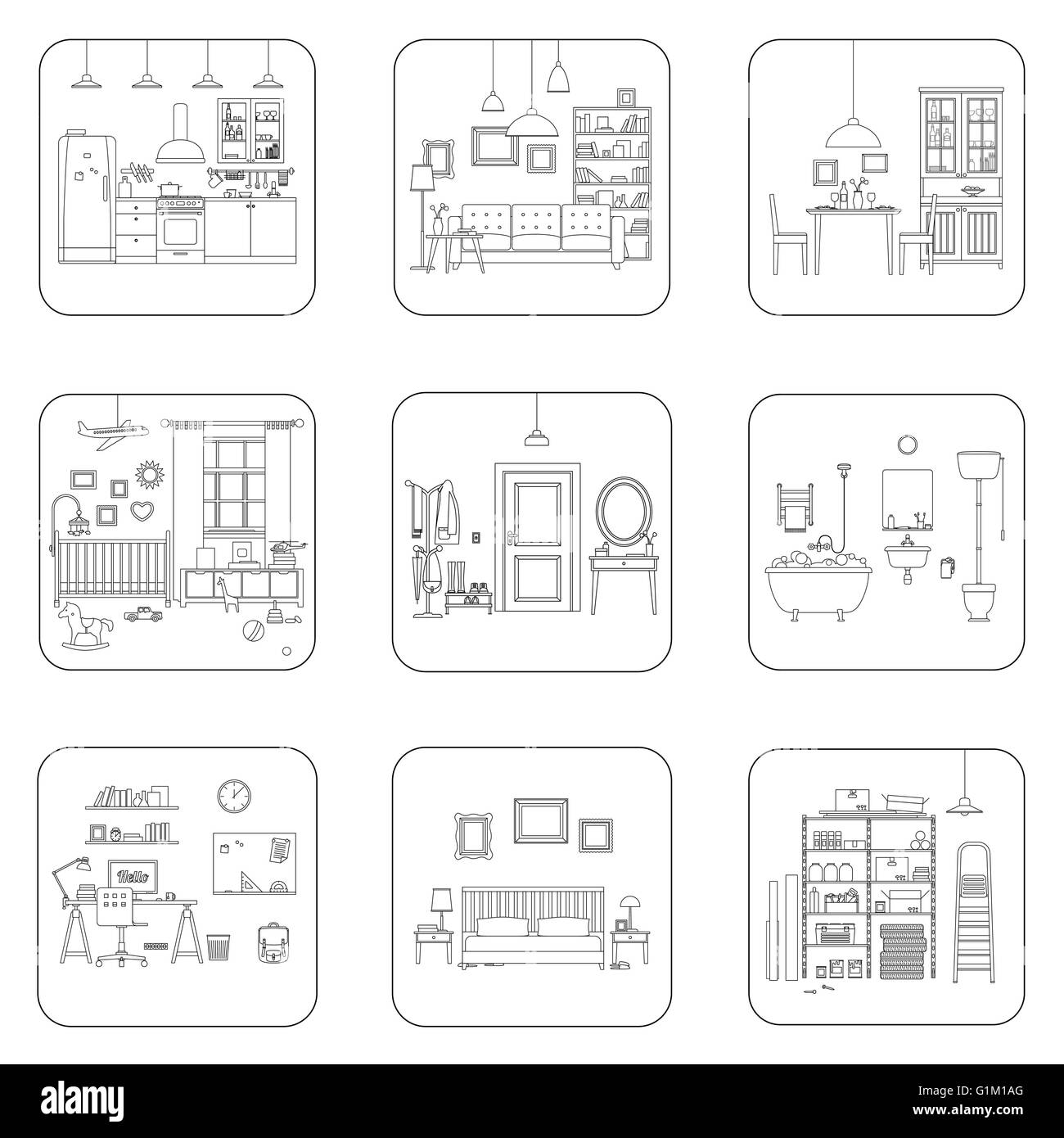 Line interior rooms Stock Vector Image & Art - Alamy