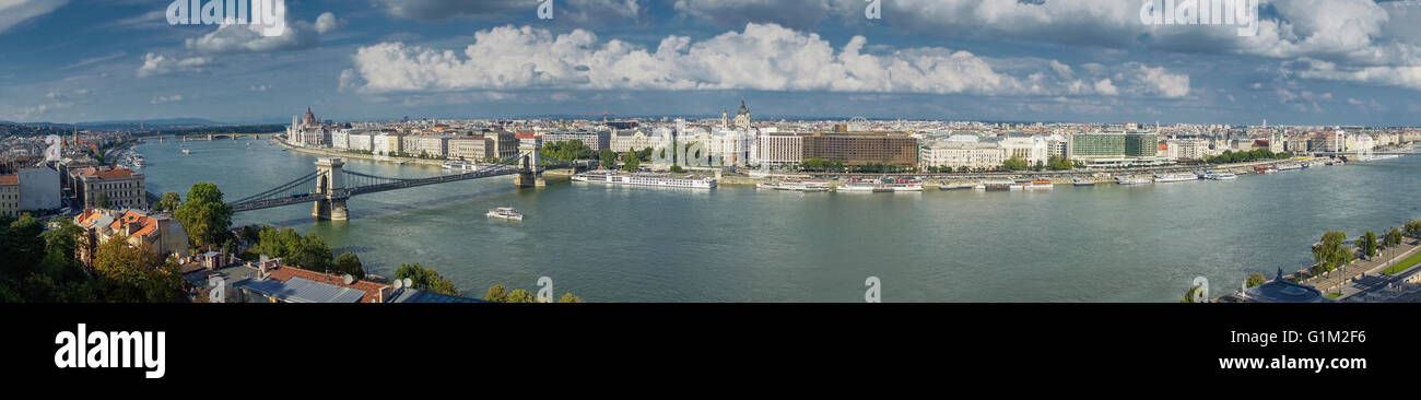 Panoramic view of waterfront, Budapest, Hungary Stock Photo - Alamy