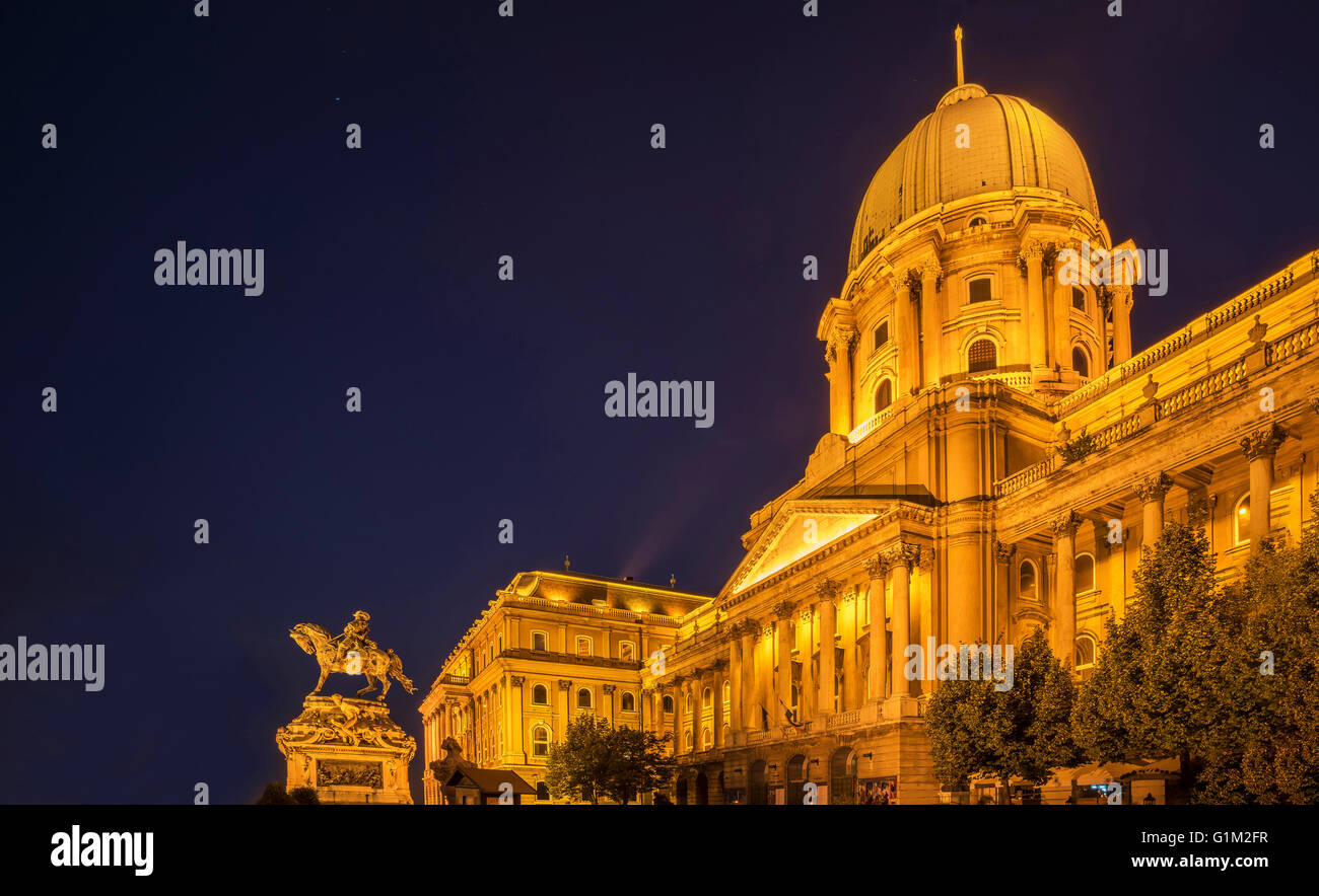 Buda Castle lit up at night, Budapest, Hungary Stock Photo - Alamy