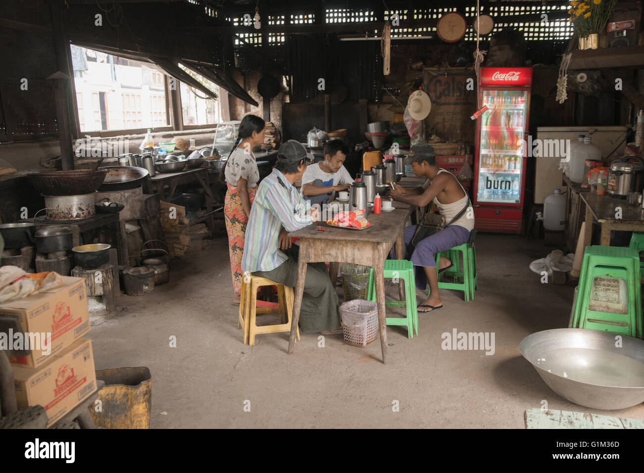 Myanmar men on coffee break, Mandalay Myanmar Stock Photo - Alamy