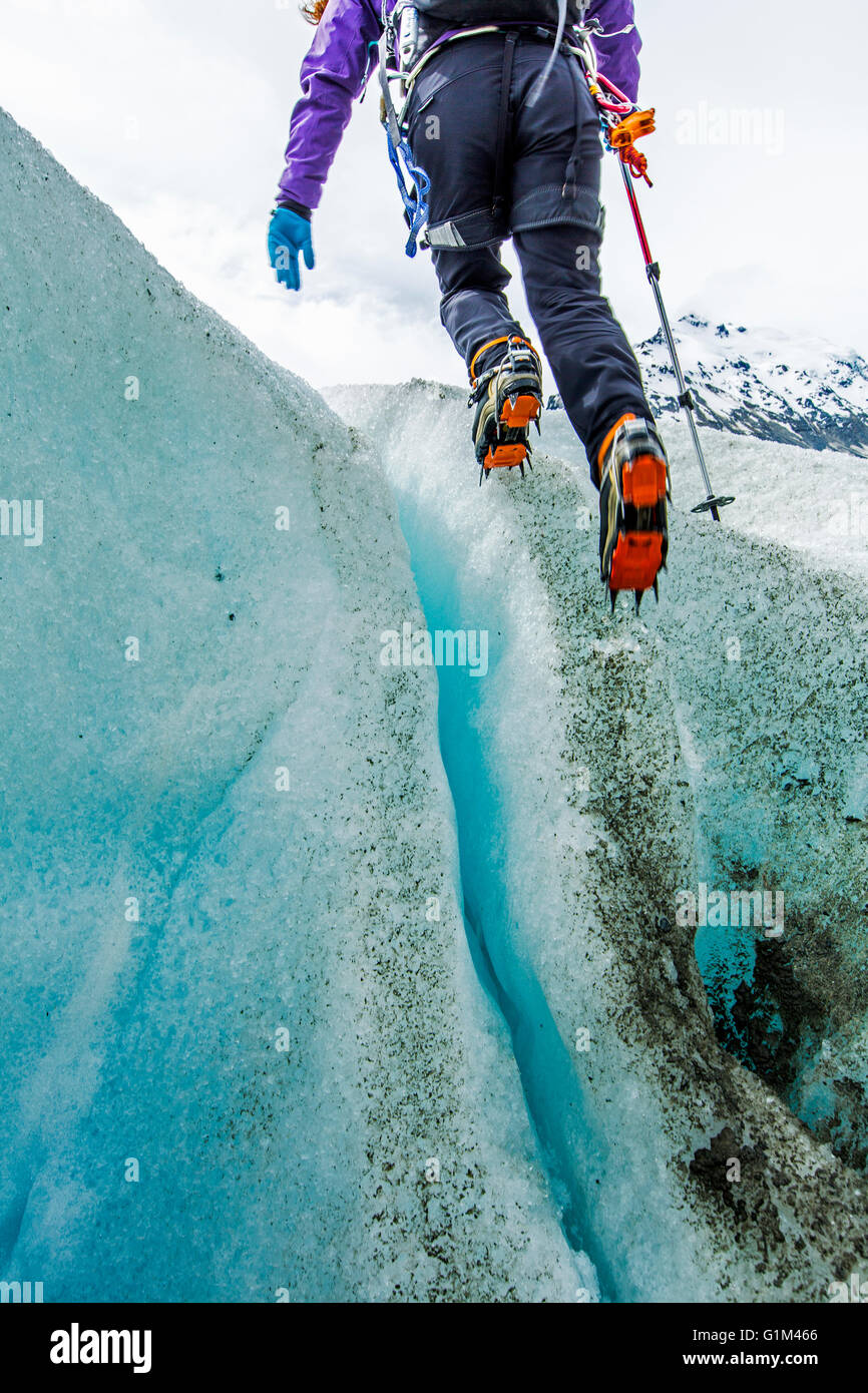 Caucasian ice climber on glacier Stock Photo - Alamy