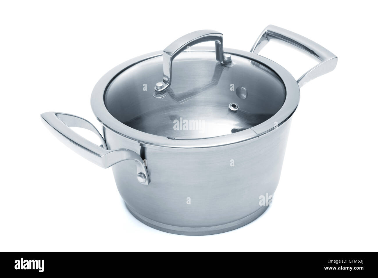 Modern steel saucepan on a white background Stock Photo - Alamy