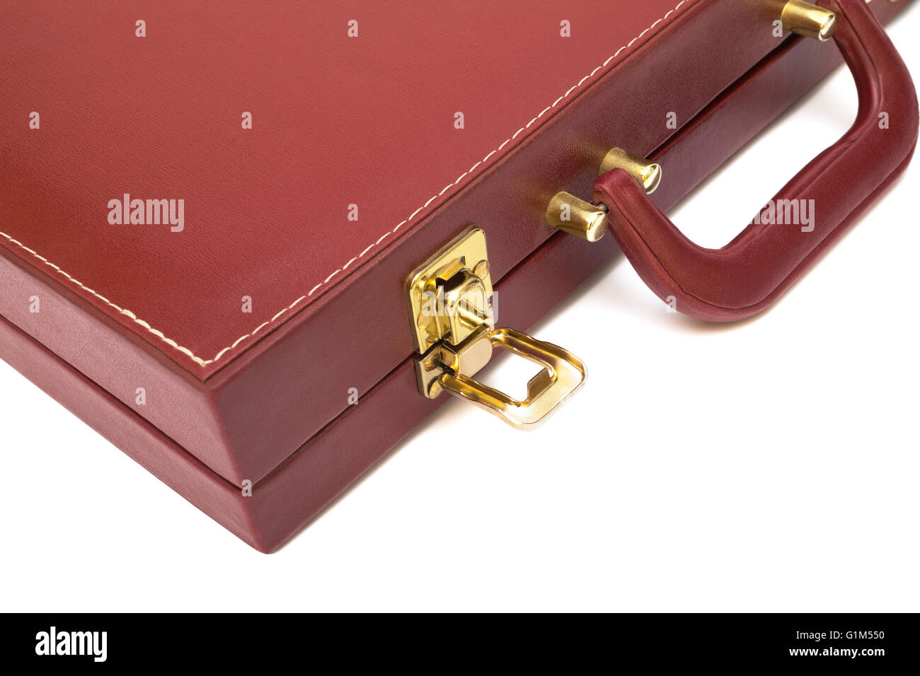red attache case on a white background Stock Photo - Alamy