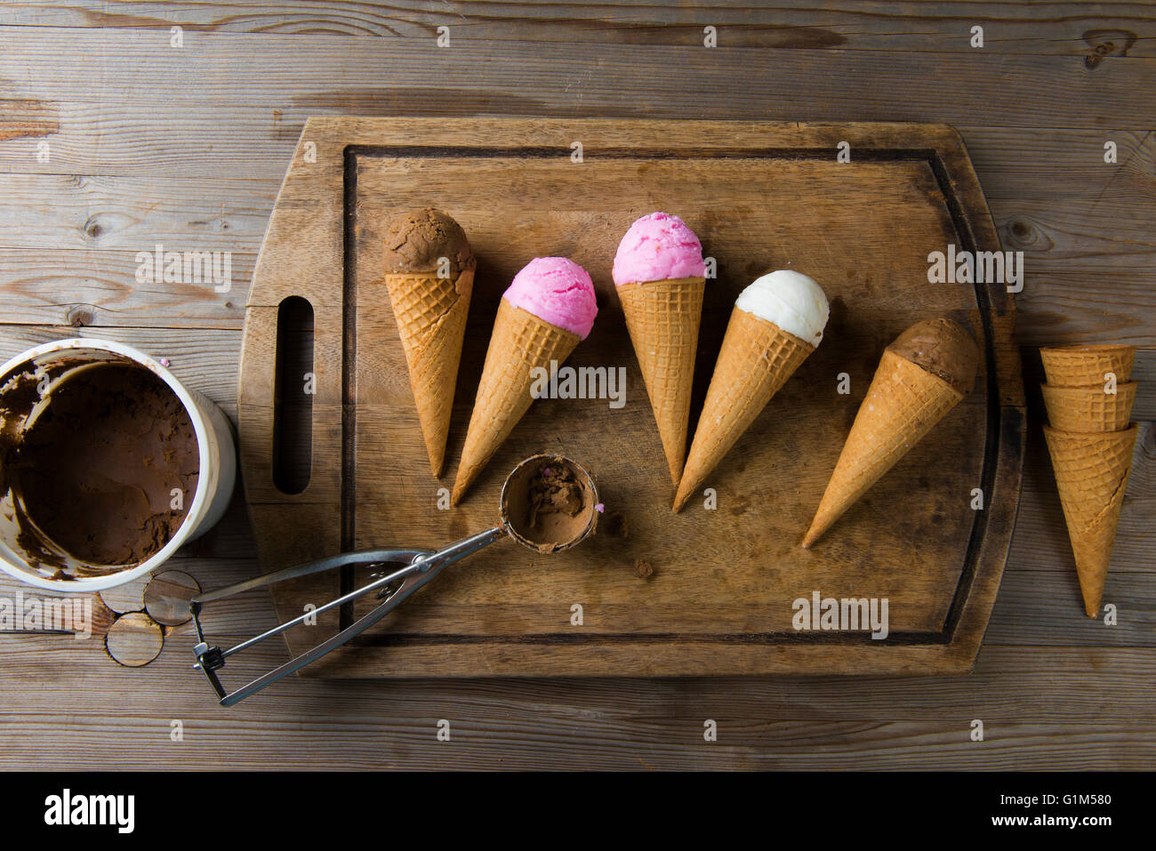 various ice cream with preparation Stock Photo - Alamy