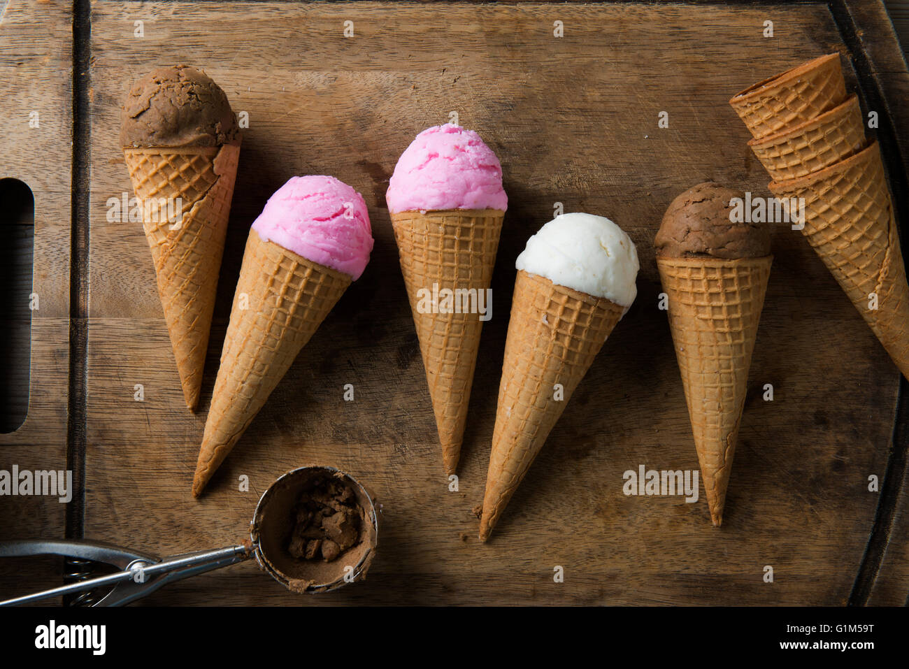 various ice cream with preparation Stock Photo - Alamy