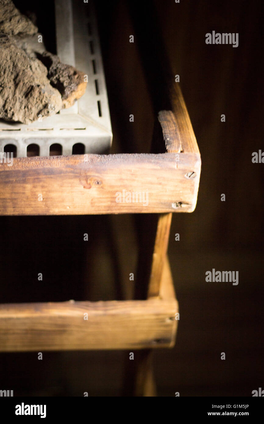 Wood sauna heated rocks heater photo Stock Photo - Alamy