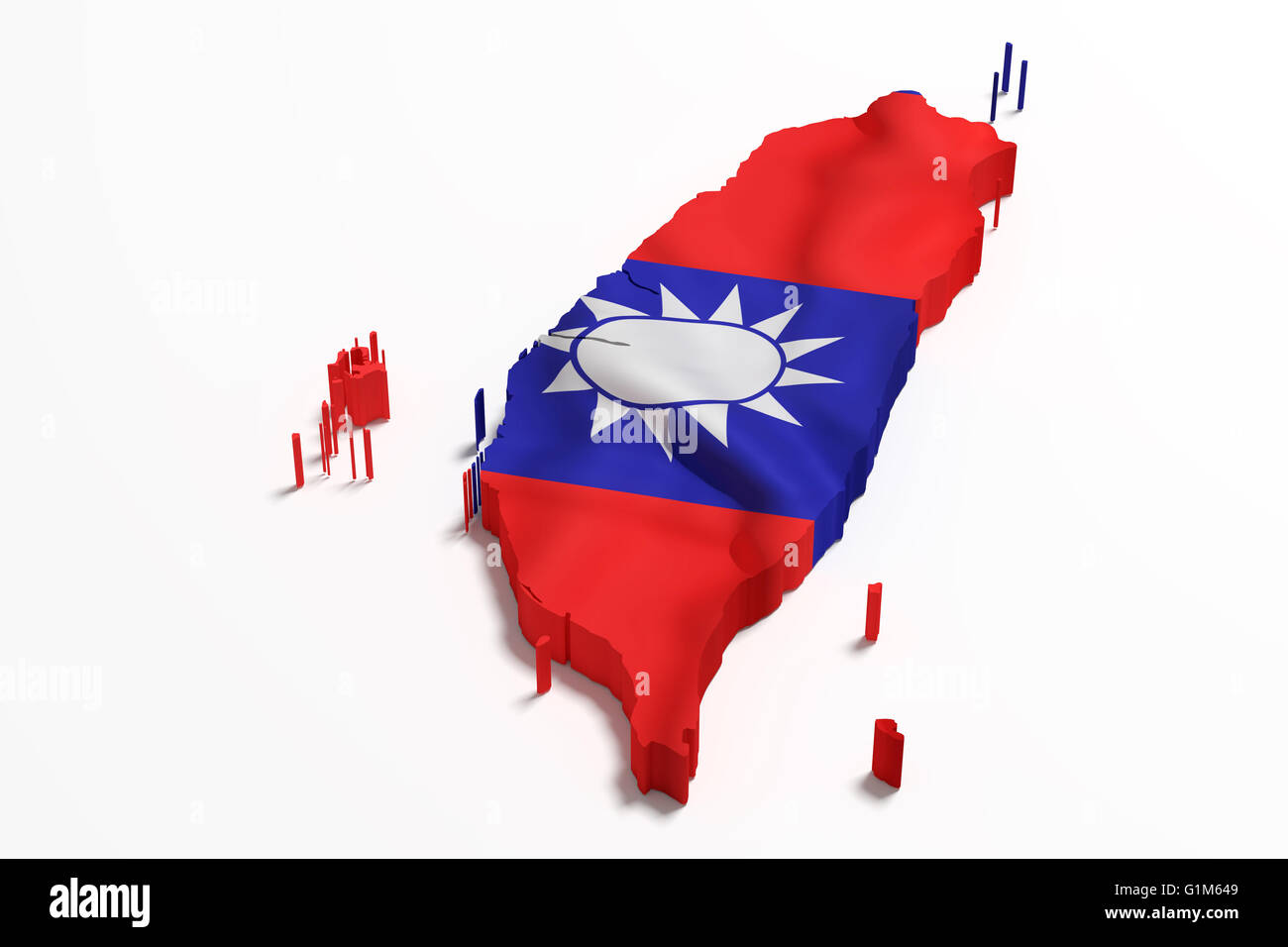 3d rendering of a Taiwan map with flag Stock Photo - Alamy