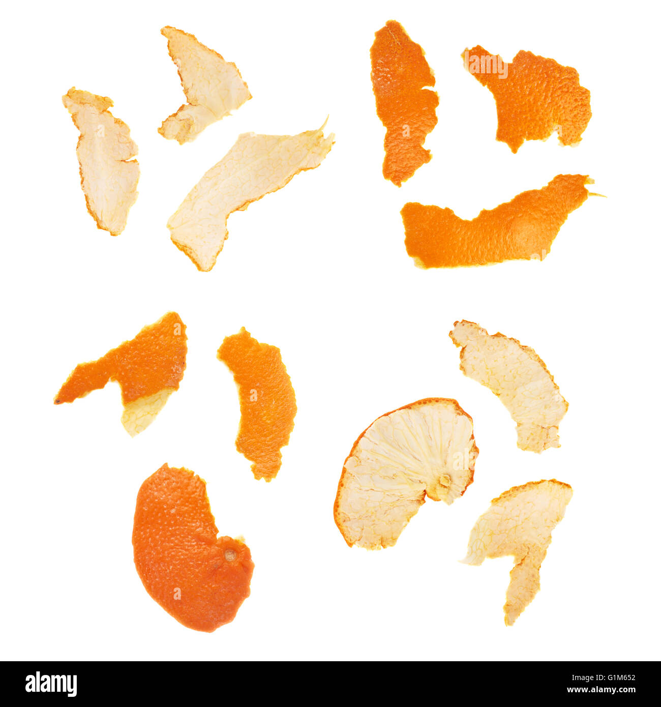 Parts of tangerine peel isolated on white background Stock Photo - Alamy