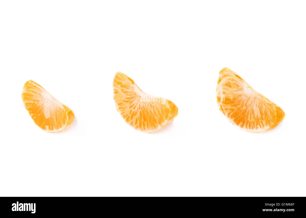 Slice sections of tangerine isolated over the white background Stock ...