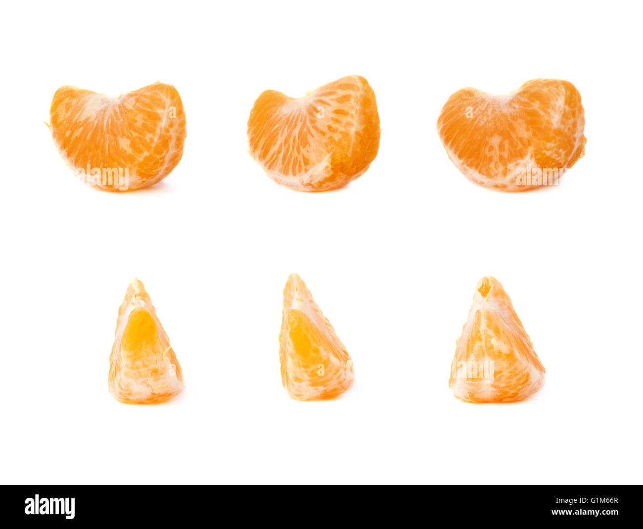 Slice sections of tangerine isolated over the white background Stock ...