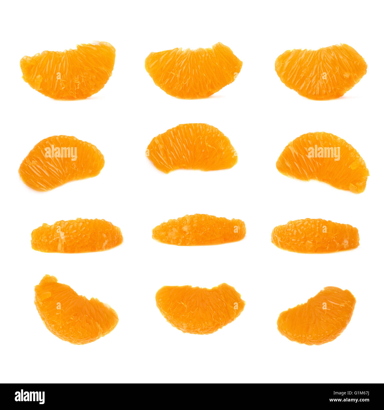 Slice sections of tangerine isolated over the white background Stock ...