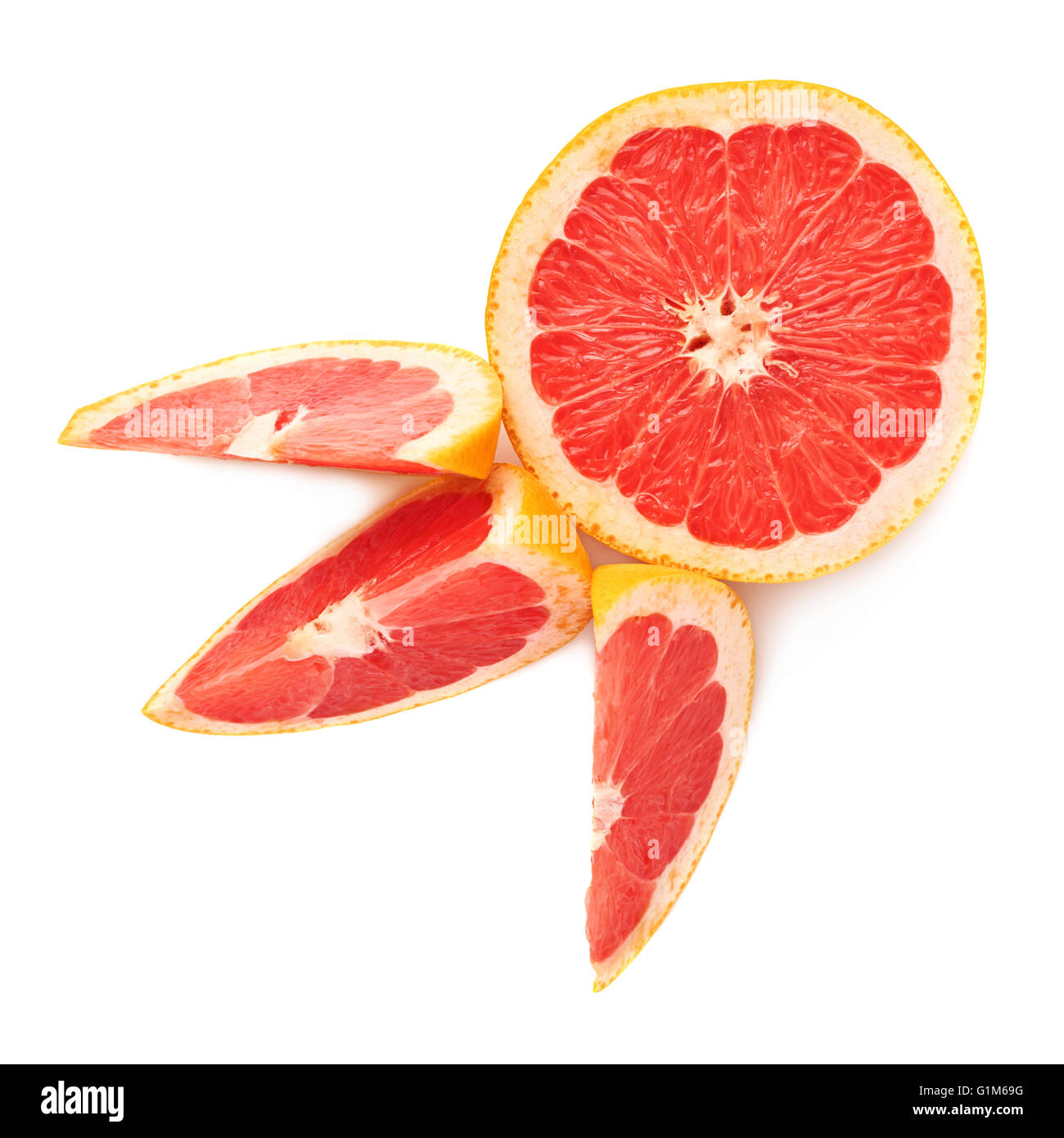 Served grapefruit composition isolated over the white background Stock ...