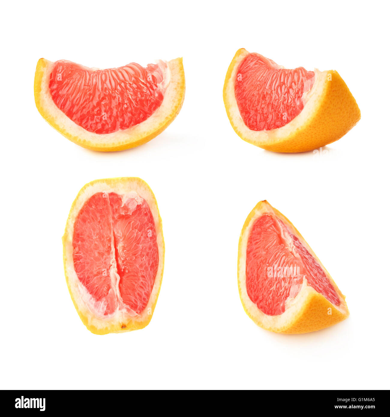 Slice section of grapefruit isolated over the white background Stock ...