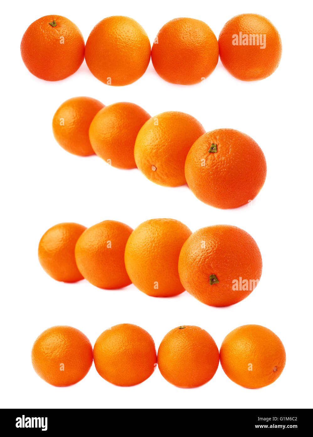 Four oranges fruits composition isolated over the white background, set ...