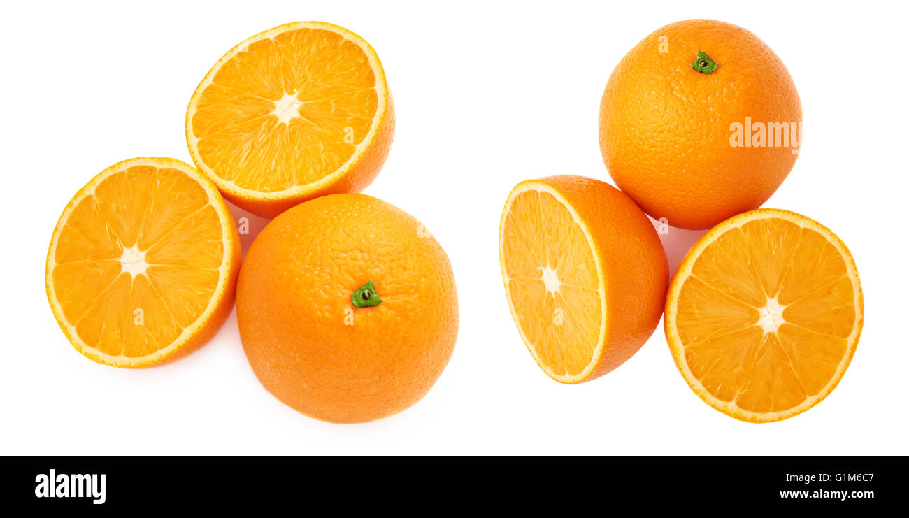 Served orange fruit composition isolated over the white background, set ...
