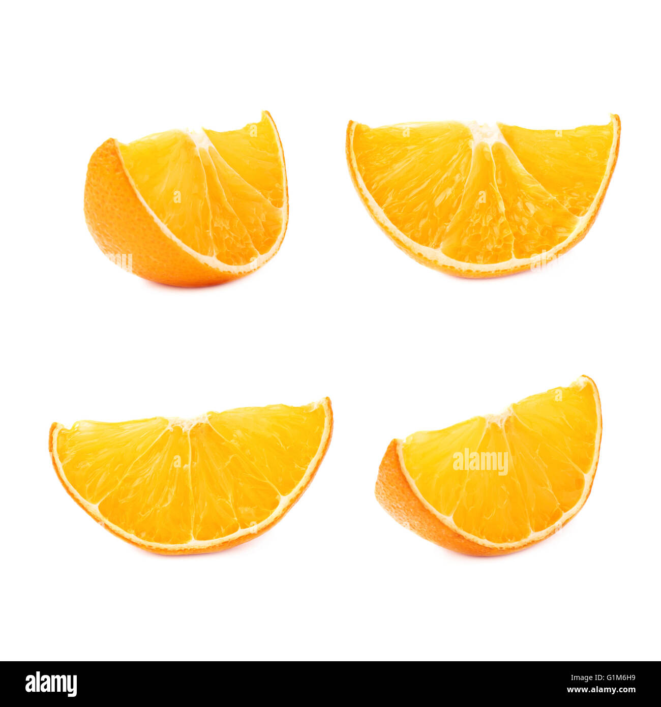 Dried slice section of orange isolated over the white background, set ...