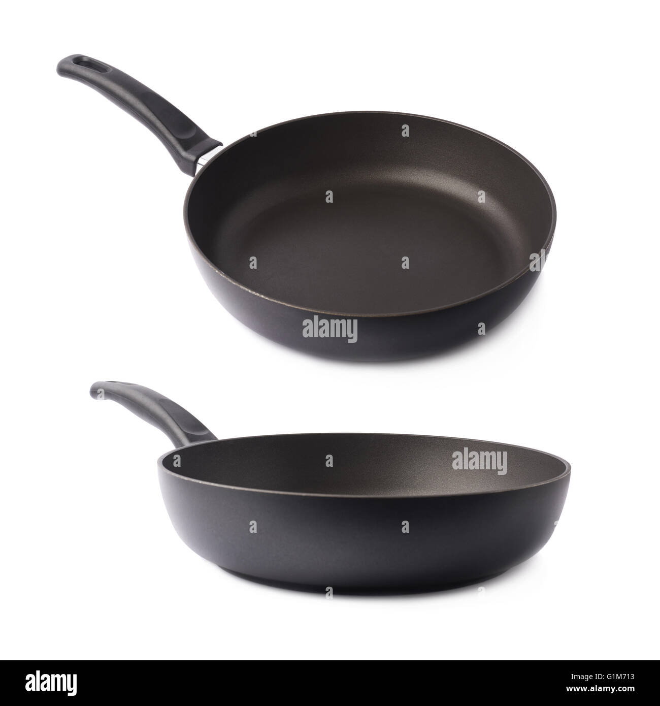Black metal frying pan isolated Stock Photo - Alamy