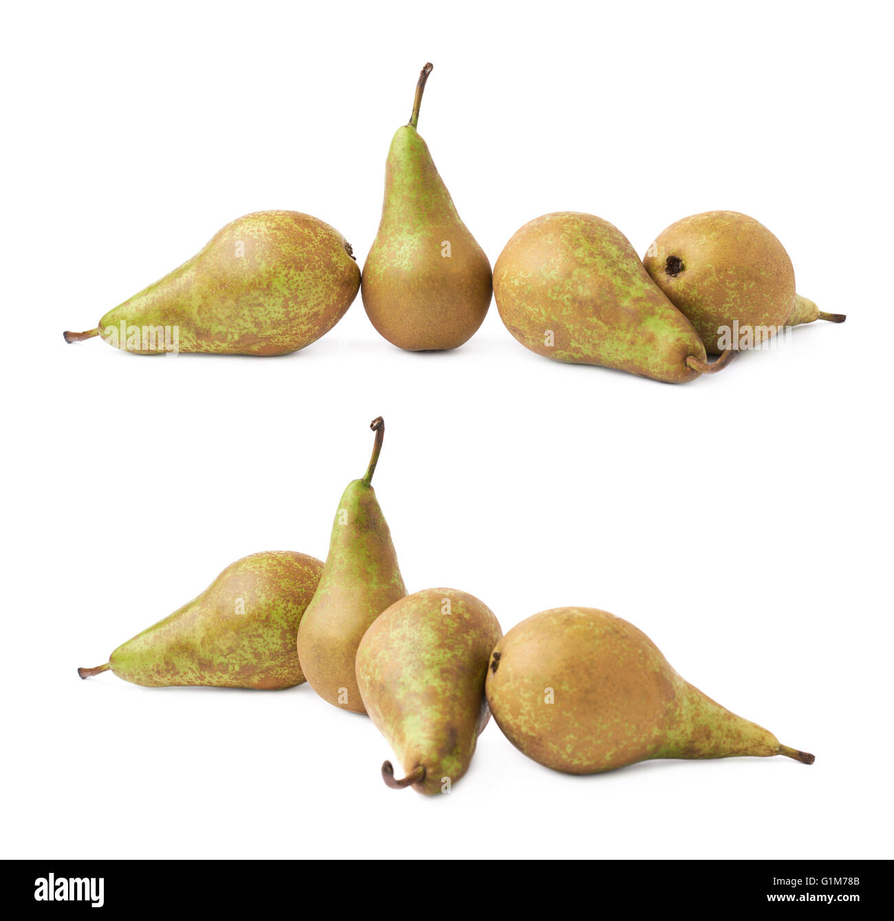 Four green pears composition isolated Stock Photo - Alamy