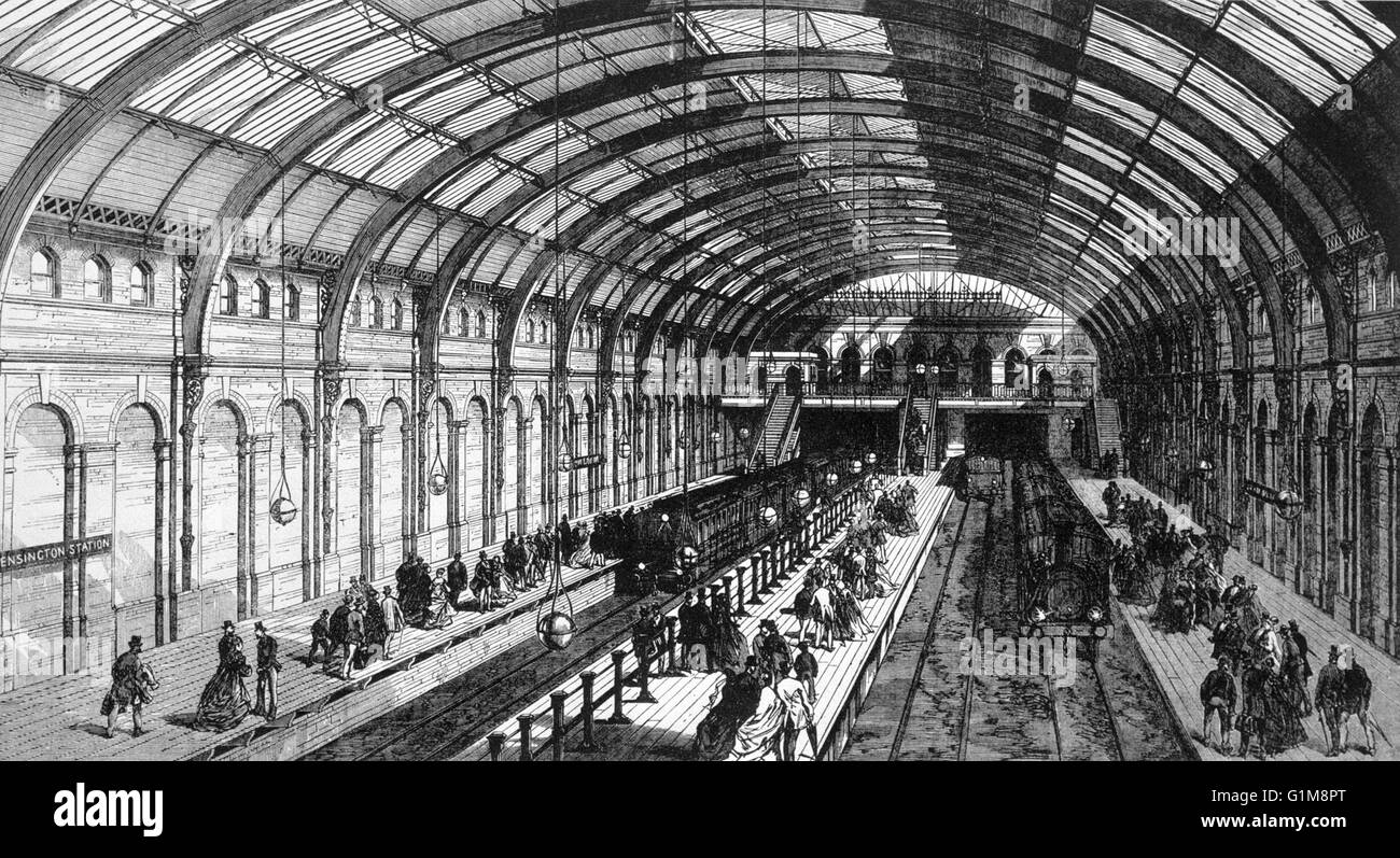 Newspaper image of Notting Hill Gate Tube Station. circa 1868 ...