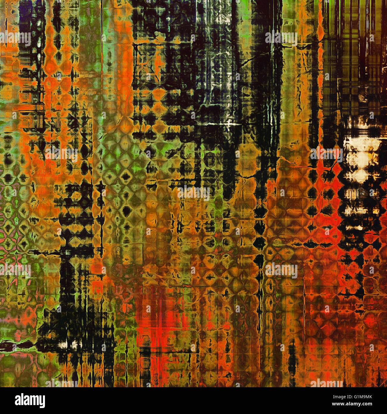 Grunge texture with decorative elements and different color patterns ...