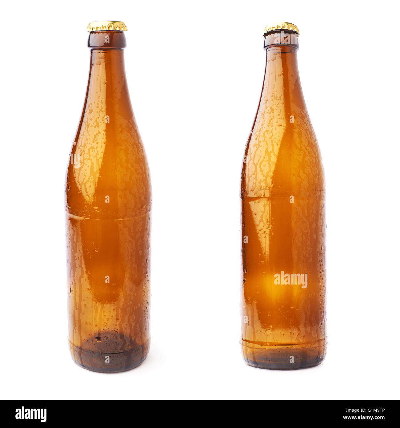 Empty beer glass bottle isolated over white background Stock Photo - Alamy