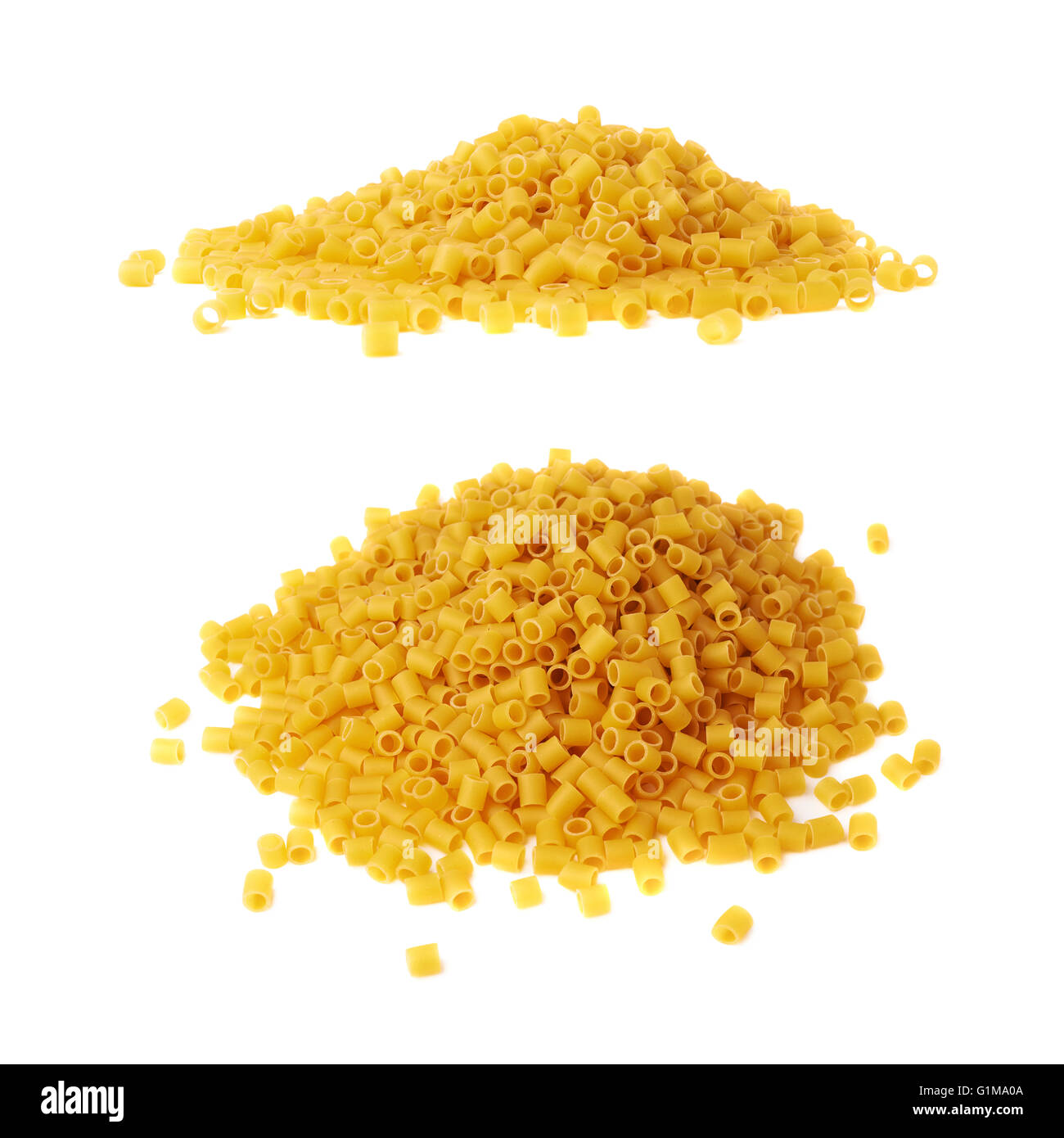Set of pile of dry ditalini pasta over isolated white background Stock ...