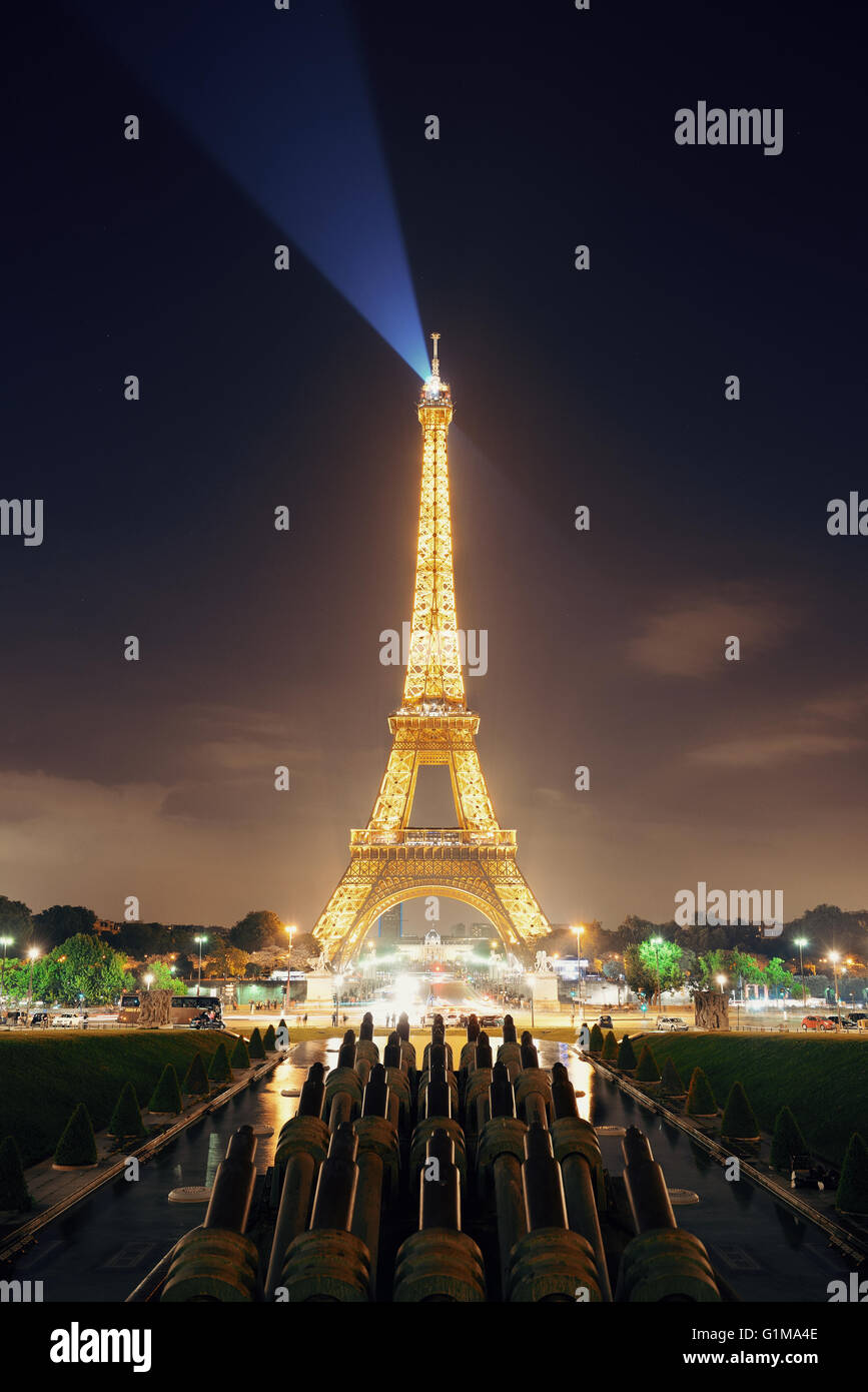 PARIS, FRANCE - MAY 13: Eiffel Tower at night on May 13, 2015 in Paris ...