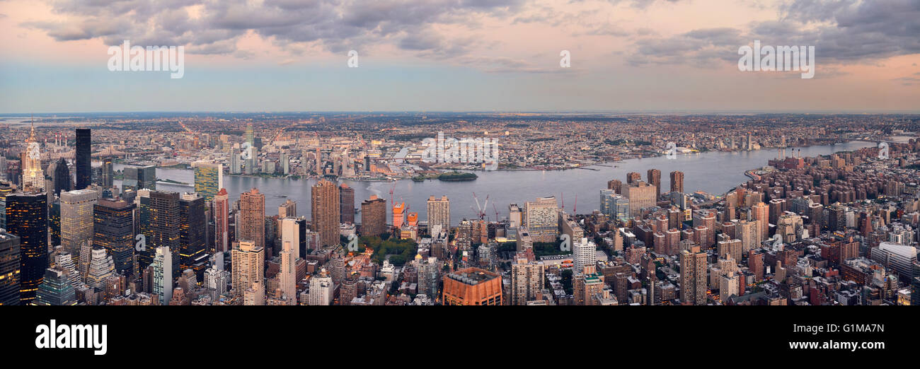 New York City Manhattan east side view panorama with skyscrapers and ...