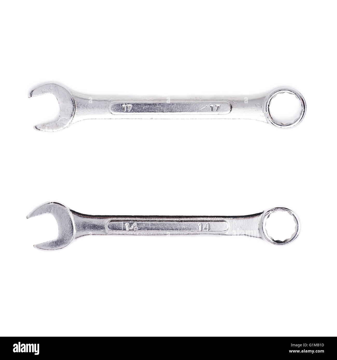 Set of wrench metal instrument isolated over white background Stock ...