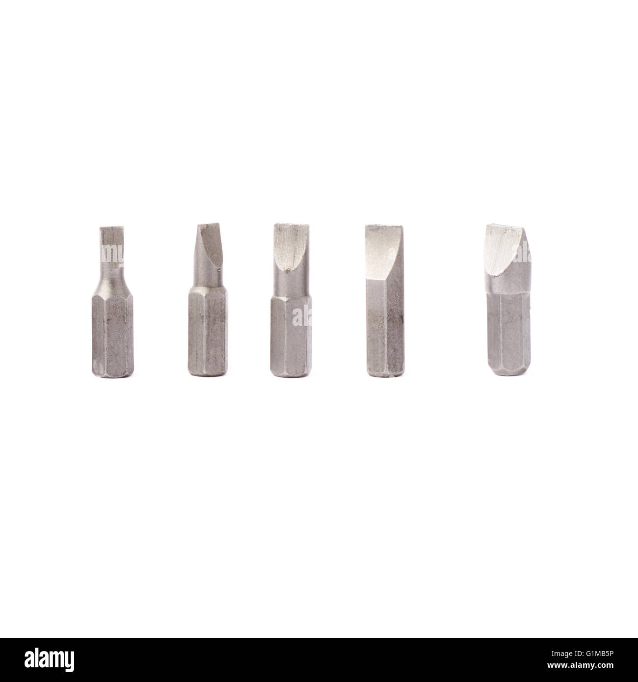 Screwdriver bits set over white isolated background Stock Photo - Alamy