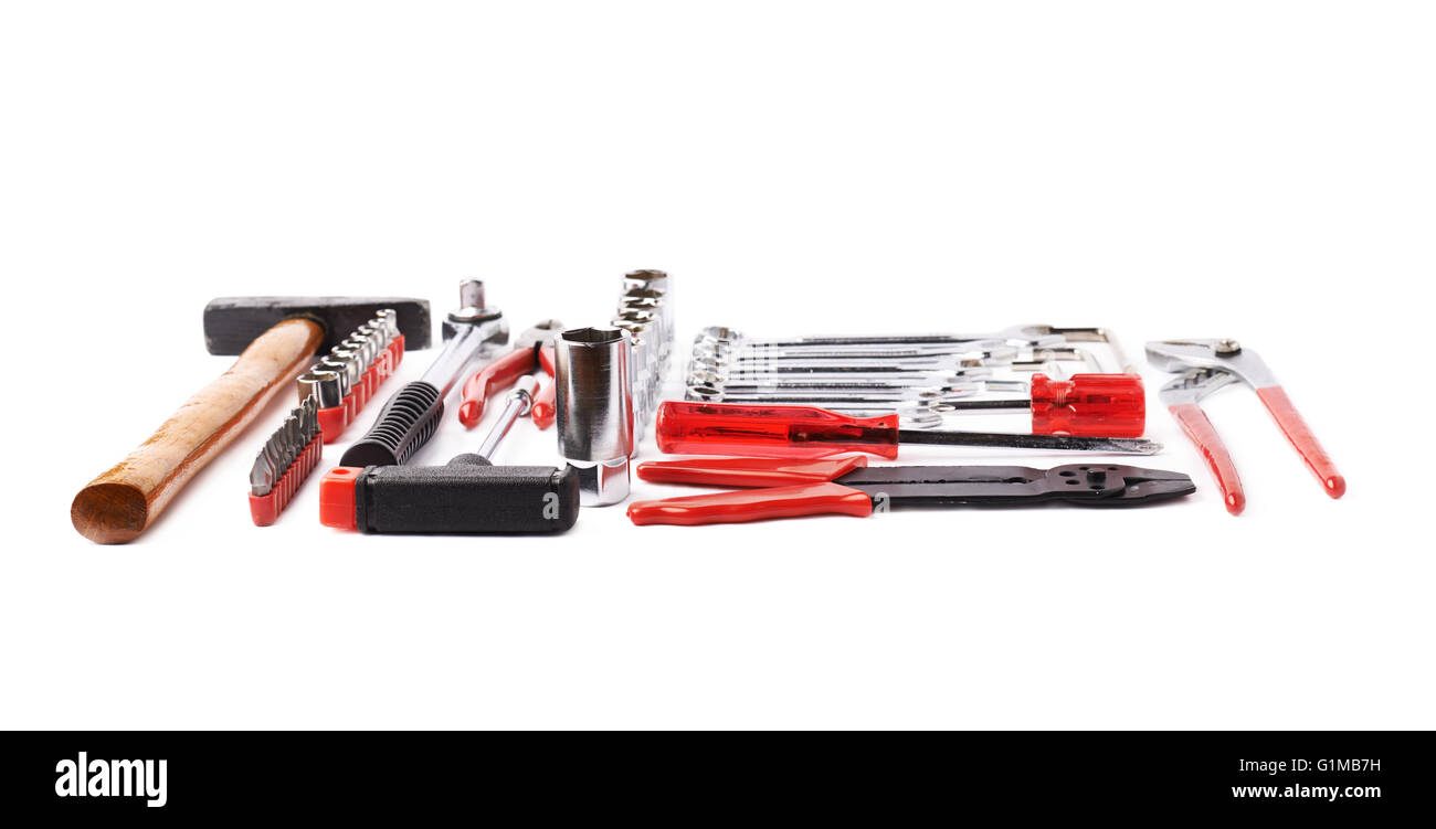Set of tools over white isolated background Stock Photo - Alamy